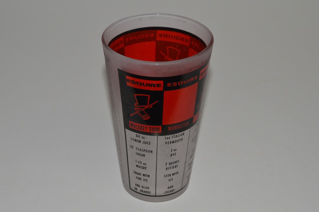 Esquire Glass Cocktail Mixer W Drink Recipes, Red and Black Mixing ...