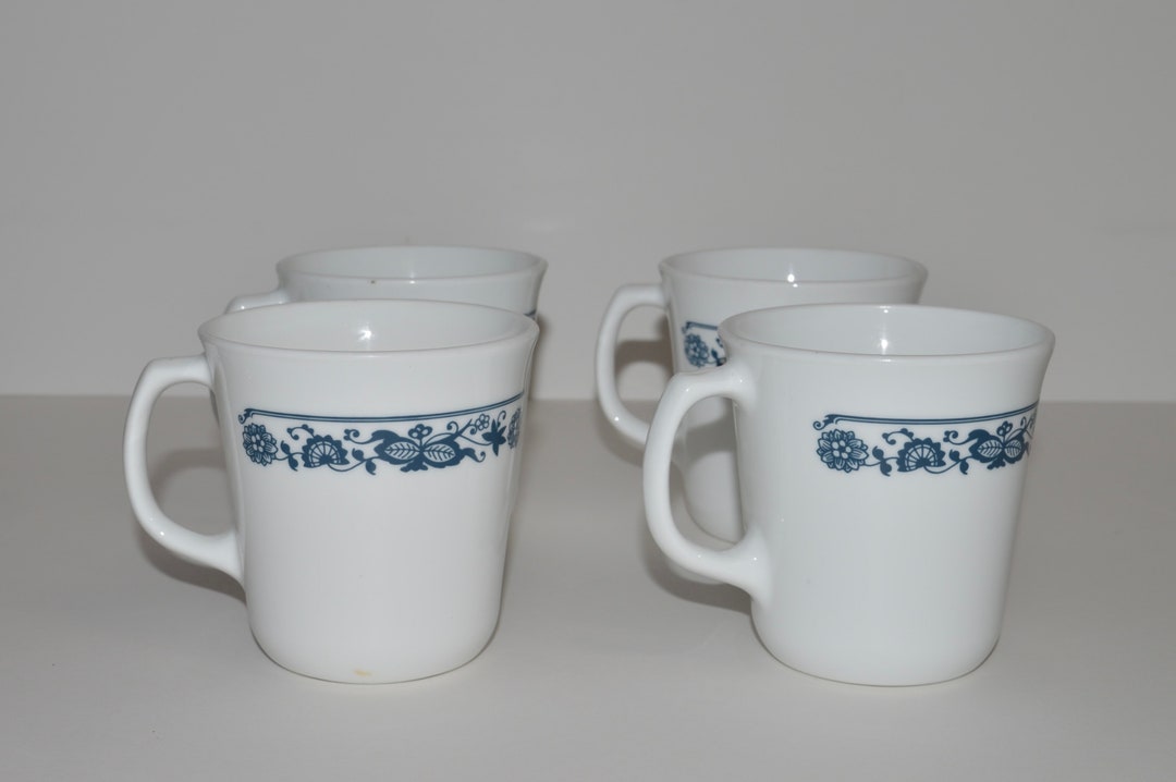 Corning Old Town Blue Cups, Set of 4 Coffee Cups, Matches Pyrex Old ...