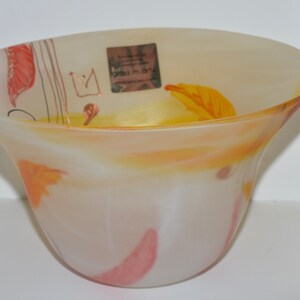 Vintage Hand Painted Canada Art Glass Bowl, Abstract Art Bowl W Red ...