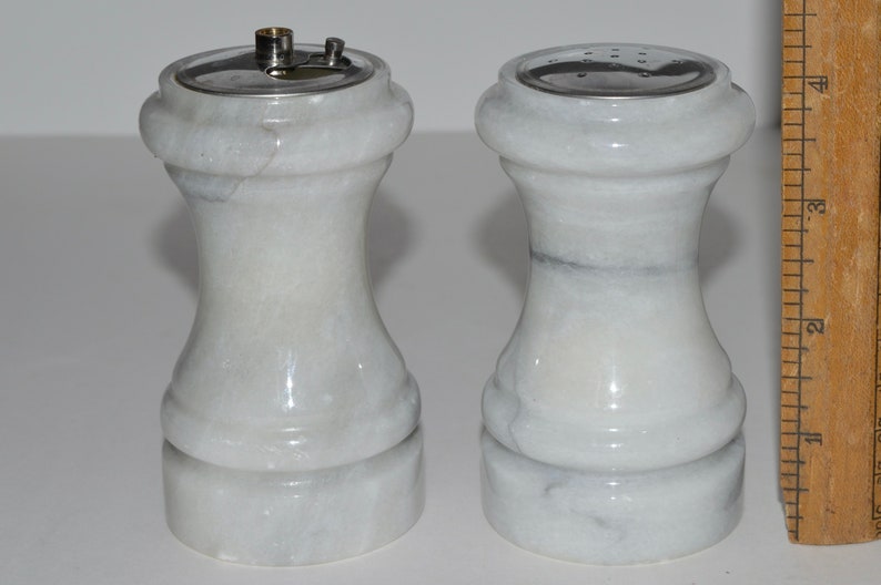 Marble Salt and Pepper Stone Salt Shaker Set Vintage White - Etsy