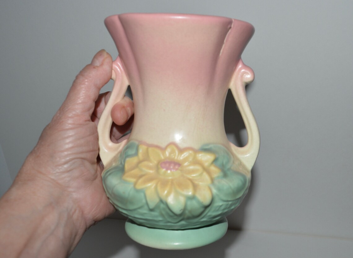 Hull Pottery Vase Pink and Green Floral Pottery Clay Vase | Etsy