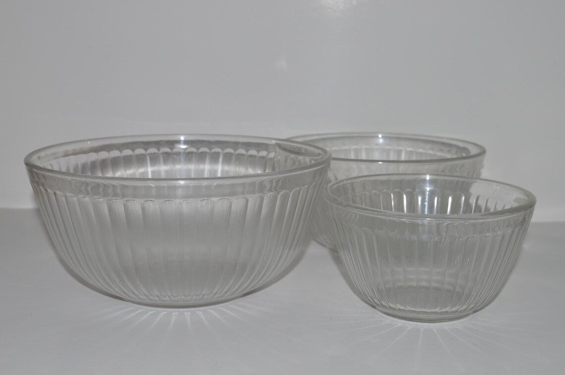 Pyrex Mixing Bowl Set Pyrex Clear Ribbed Glass Nesting Bowls - Etsy