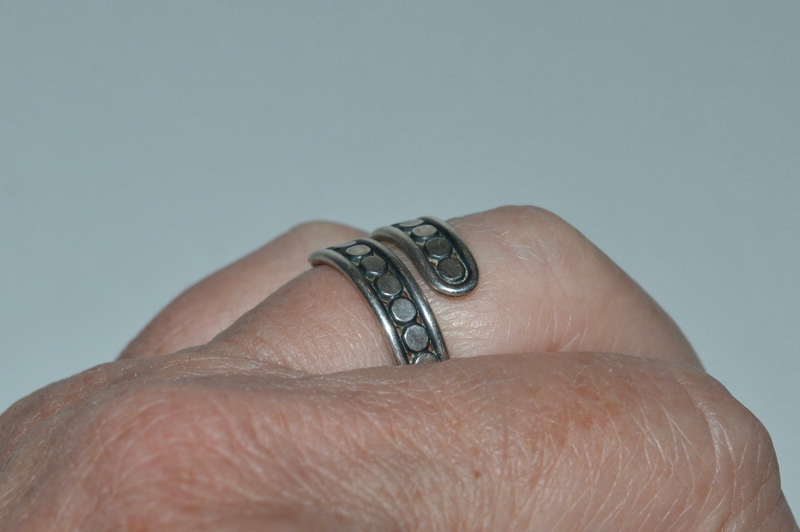 Vintage Sterling Modernist Ring, Mid Century Modern Sz 7.75 Wraparound ...