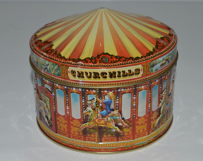 Churchill's Toffees Carousel Collectible Tin, Vintage Merry Go Round ...