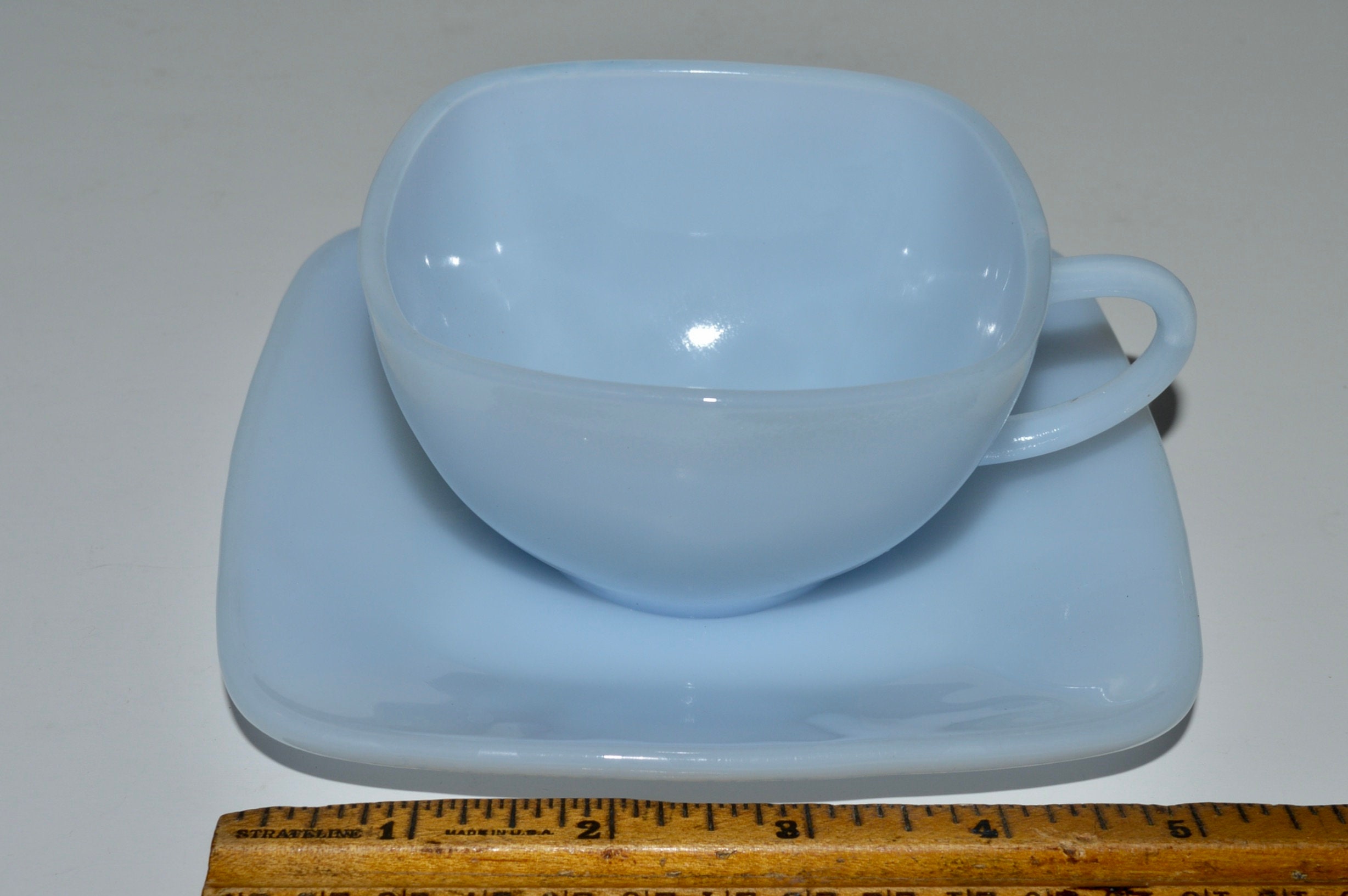 Fire King Azurite Charm Cups and Saucers, Collectible Delphite Glass ...