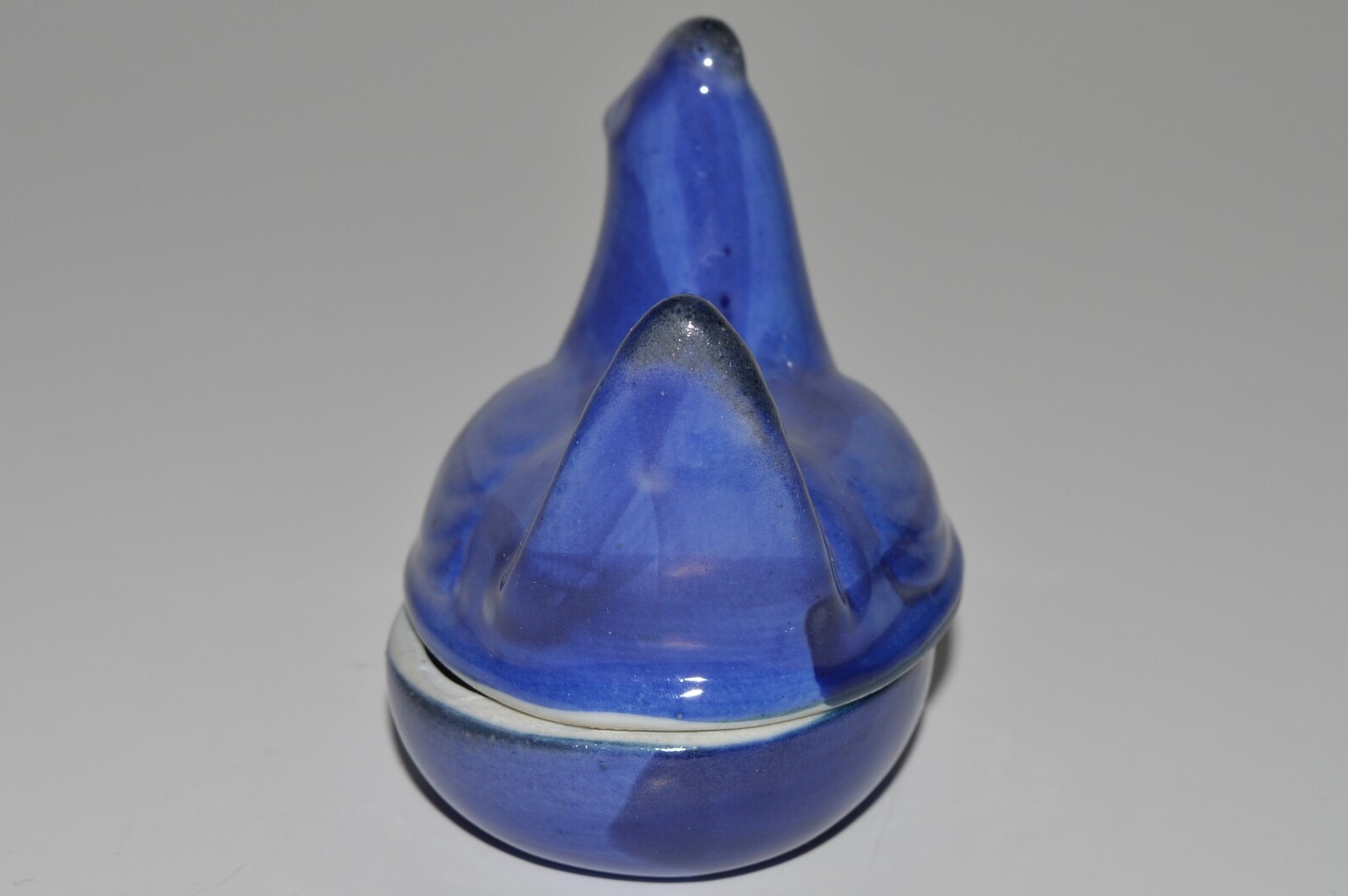 Vintage Miniature Pottery Hen on a Nest, Blue Hen on Nest, Ceramic Two ...