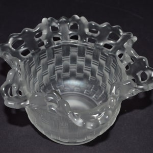 Vintage Glass Fenton Basket Weave Bowl, Clear Glass Fenton Basket ...