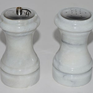 Marble Salt and Pepper, Stone Salt Shaker Set, Vintage White Stone ...