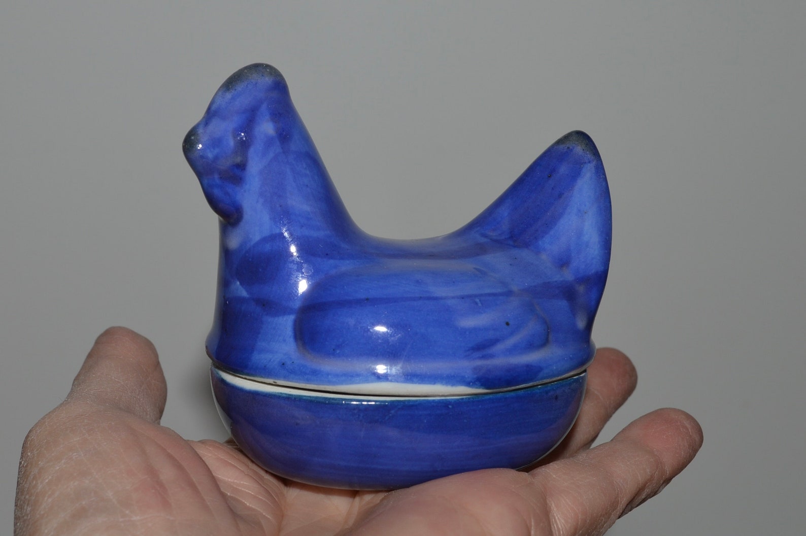 Vintage Miniature Pottery Hen on a Nest Blue Hen on Nest - Etsy