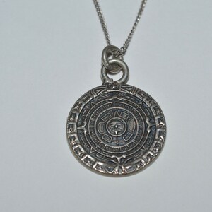 Aztec Calendar Pendant Necklace, Mexico Taxco Sterling, Silver Aztec ...