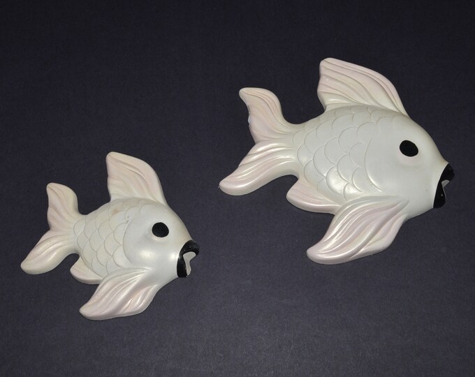 Chalkware Fish Plaques, Miller Studios Fish Wall Hangings, White ...