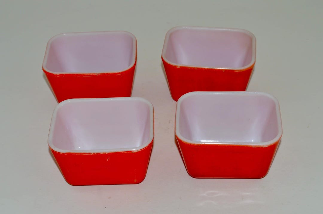 Pyrex 501 Refrigerator Dishes Lot of 4 Red Pyrex Fridgie Dish, Square ...