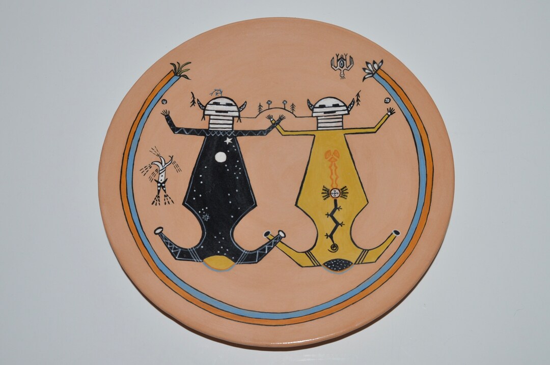 Father Earth Mother Sky Plate, Hand Painted Clay Plate, Native Style ...