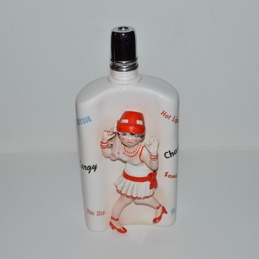Flapper Girl Decanter, Ceramic Flask 1920s Theme, 3D Flapper Girl Flask ...