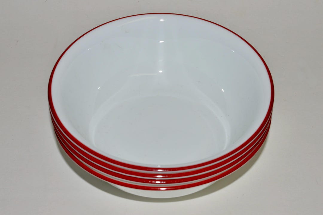 Corelle Red Trim Bowls Set of 4, Corelle Cereal Soup Bowls With Red Rim ...