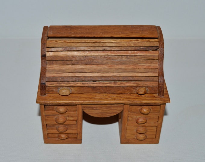 Miniature Roll Top Desk, Miniature Furniture, Doll Furniture, Tiny ...
