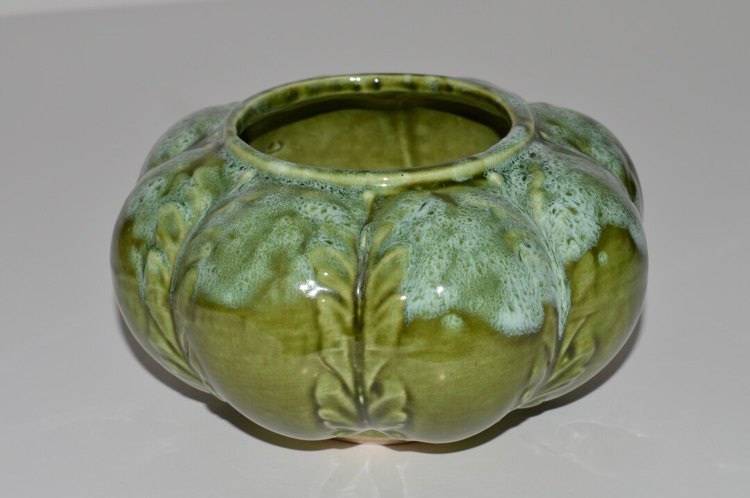 California Pottery Planter, Drip Glaze Green Aqua Planter Pot, Calif ...
