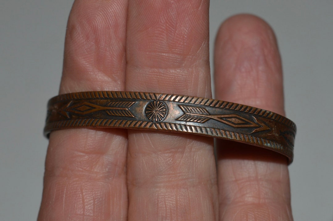 Bell Copper Cuff Engraved Arrow Bracelet, Southwestern Native Style ...