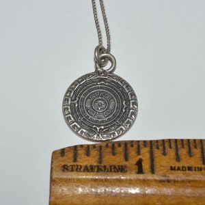 Aztec Calendar Pendant Necklace, Mexico Taxco Sterling, Silver Aztec ...