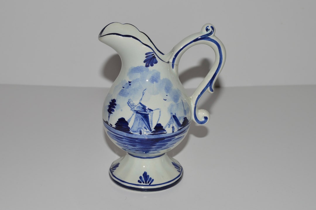 Vintage Delft Creamer Pitcher, Made in Holland, Delft Handgemalt, Blue ...
