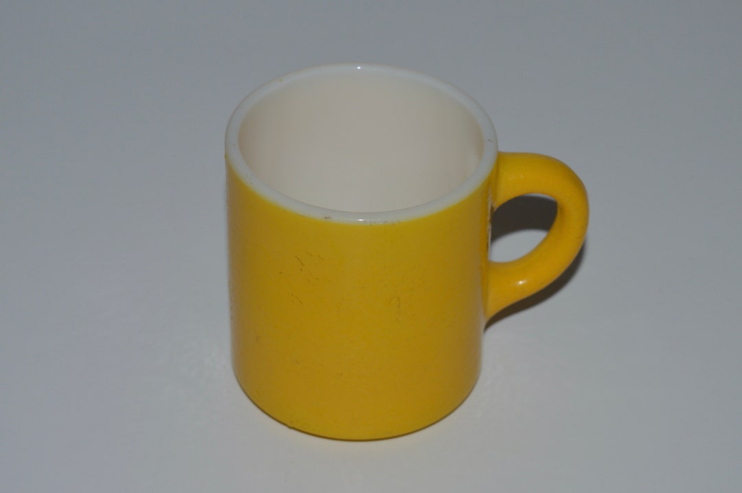 Yellow Glass Coffee Cup, Hazel Atlas Mug, Vintage Milk Glass Mug ...