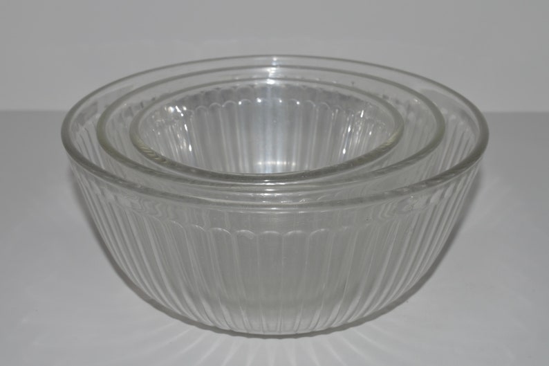 Pyrex Mixing Bowl Set Pyrex Clear Ribbed Glass Nesting Bowls - Etsy