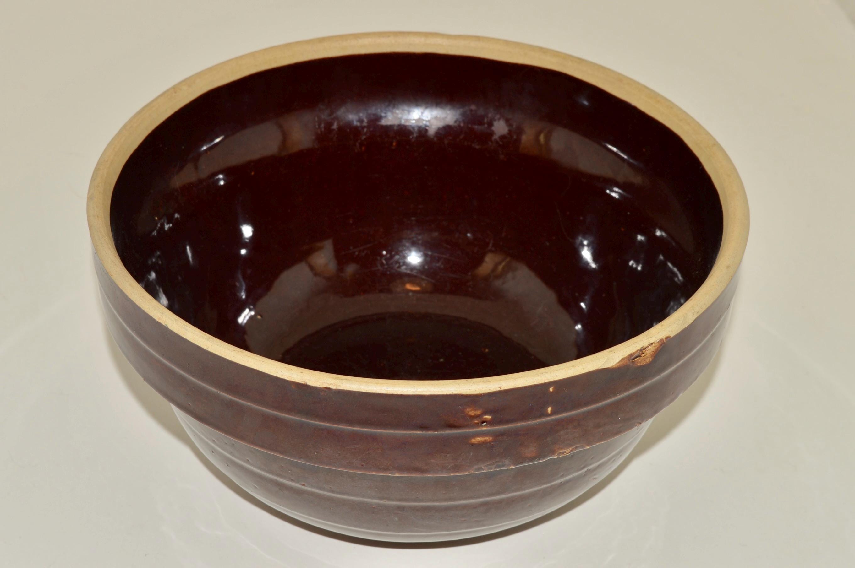 Vintage USA Stoneware 9 Inch Shoulder Bowl, Brown Glaze Stoneware ...