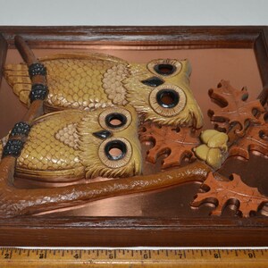 Coppercraft Guild Owl Wall Hanging, Owls on Branch, Retro Owl Decor ...