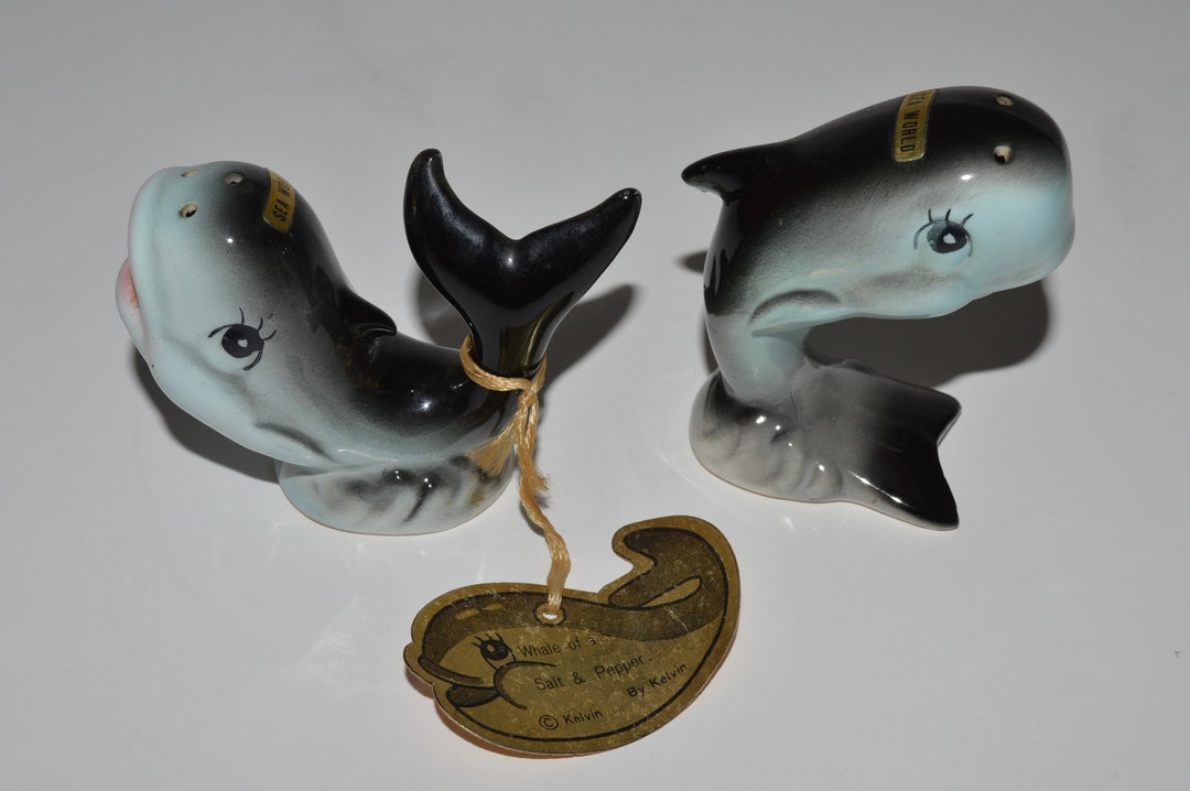 Whale Salt and Pepper Shakers, Florida Sea World Souvenir, Kelvin's ...