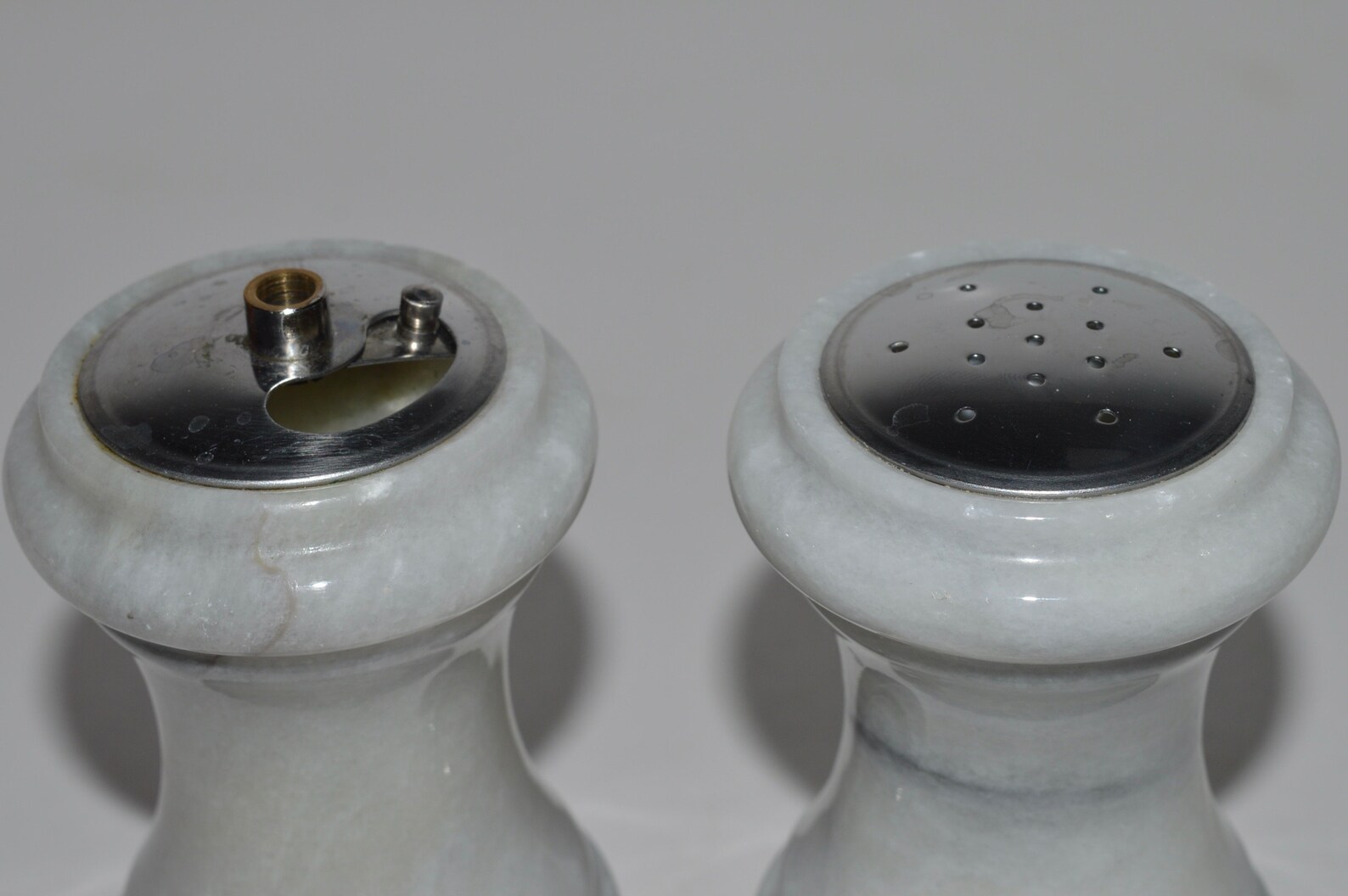 Marble Salt and Pepper Stone Salt Shaker Set Vintage White - Etsy