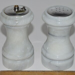 Marble Salt and Pepper, Stone Salt Shaker Set, Vintage White Stone ...