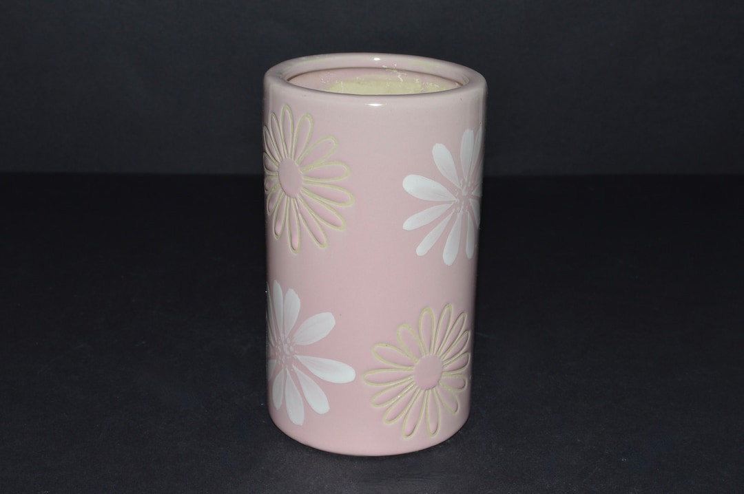 Pink Ceramic Cylinder Vase, Pink Pottery Decor, Ceramic Pink Vase ...