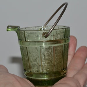 Vintage Green Glass Miniature Bucket Pail Ashtray, Mid Century ...