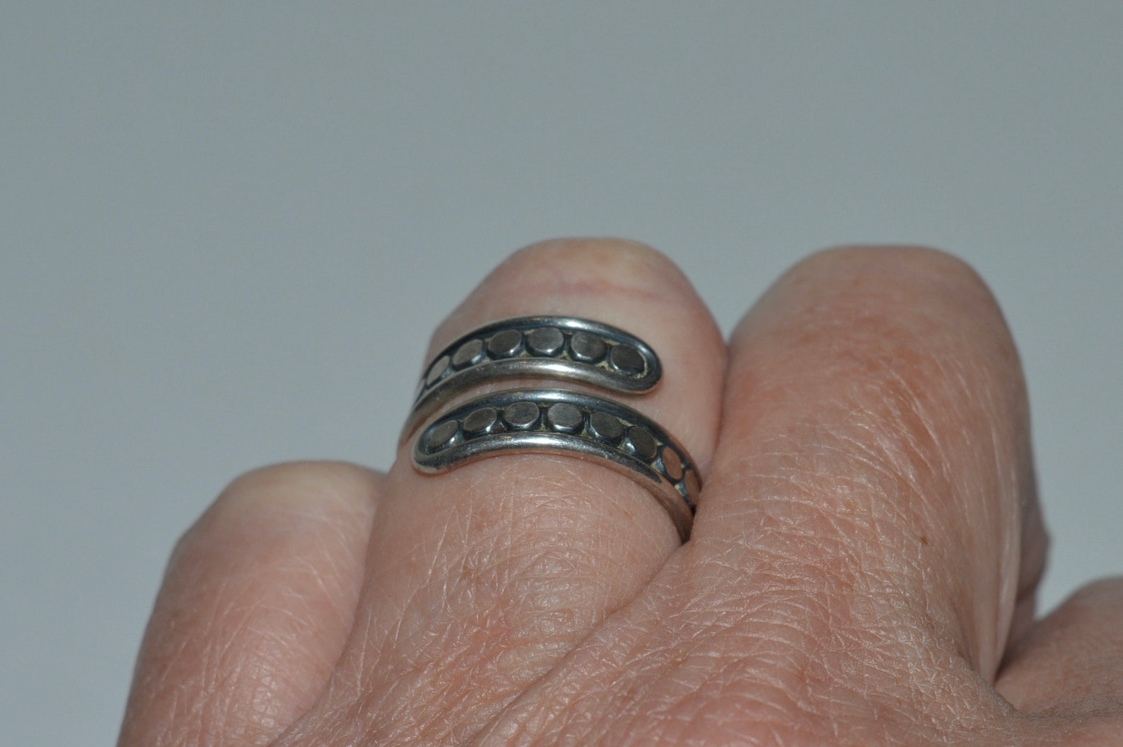 Vintage Sterling Modernist Ring, Mid Century Modern Sz 7.75 Wraparound ...