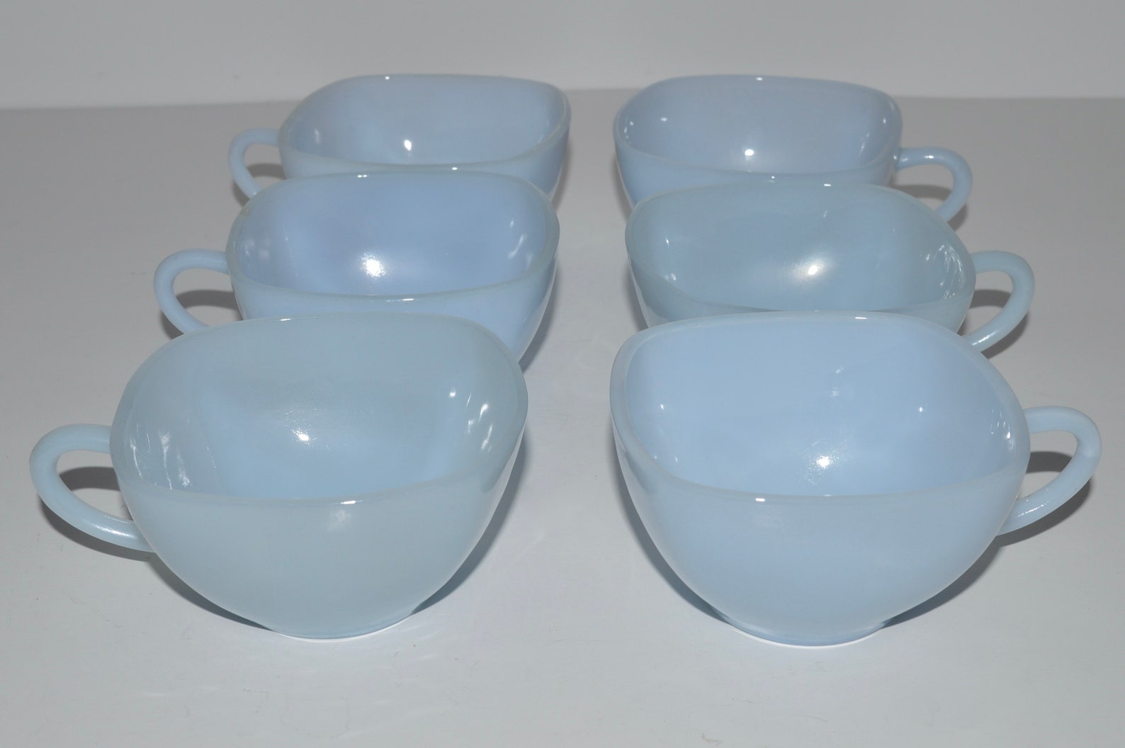 Fire King Azurite Charm Cups and Saucers, Collectible Delphite Glass ...