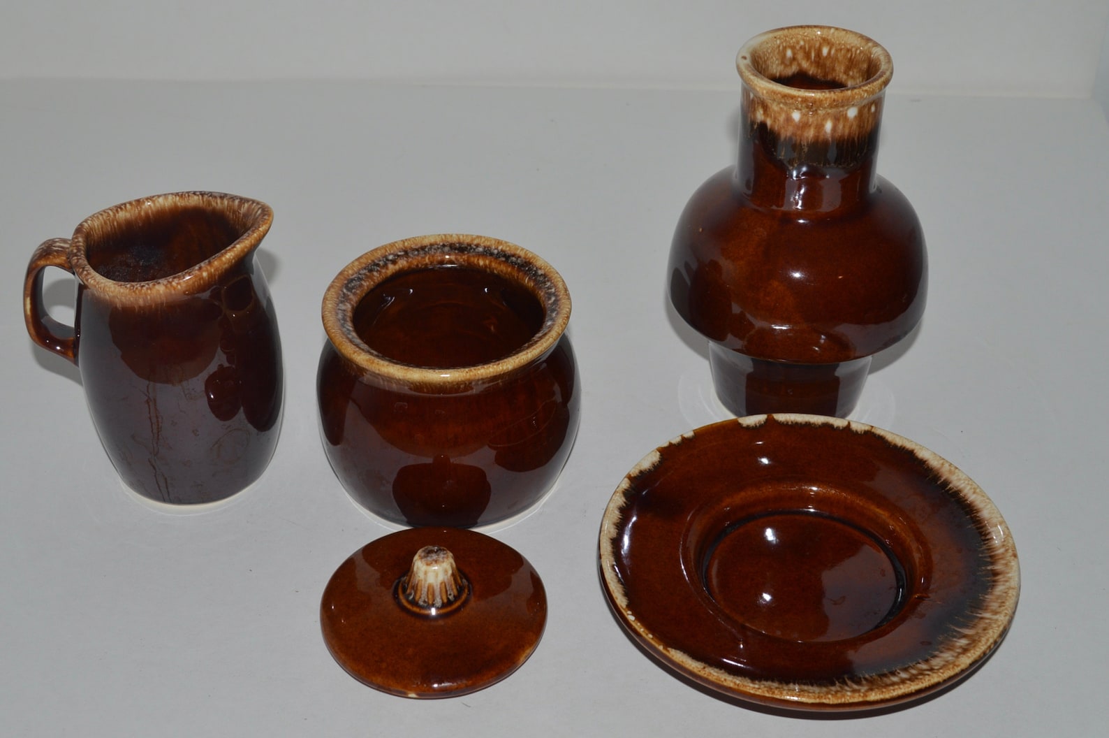 Hull Pottery Brown Drip Tea Set, Hull Crestine Pottery, Brown Drip ...