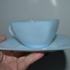 Fire King Azurite Charm Cups and Saucers, Collectible Delphite Glass ...