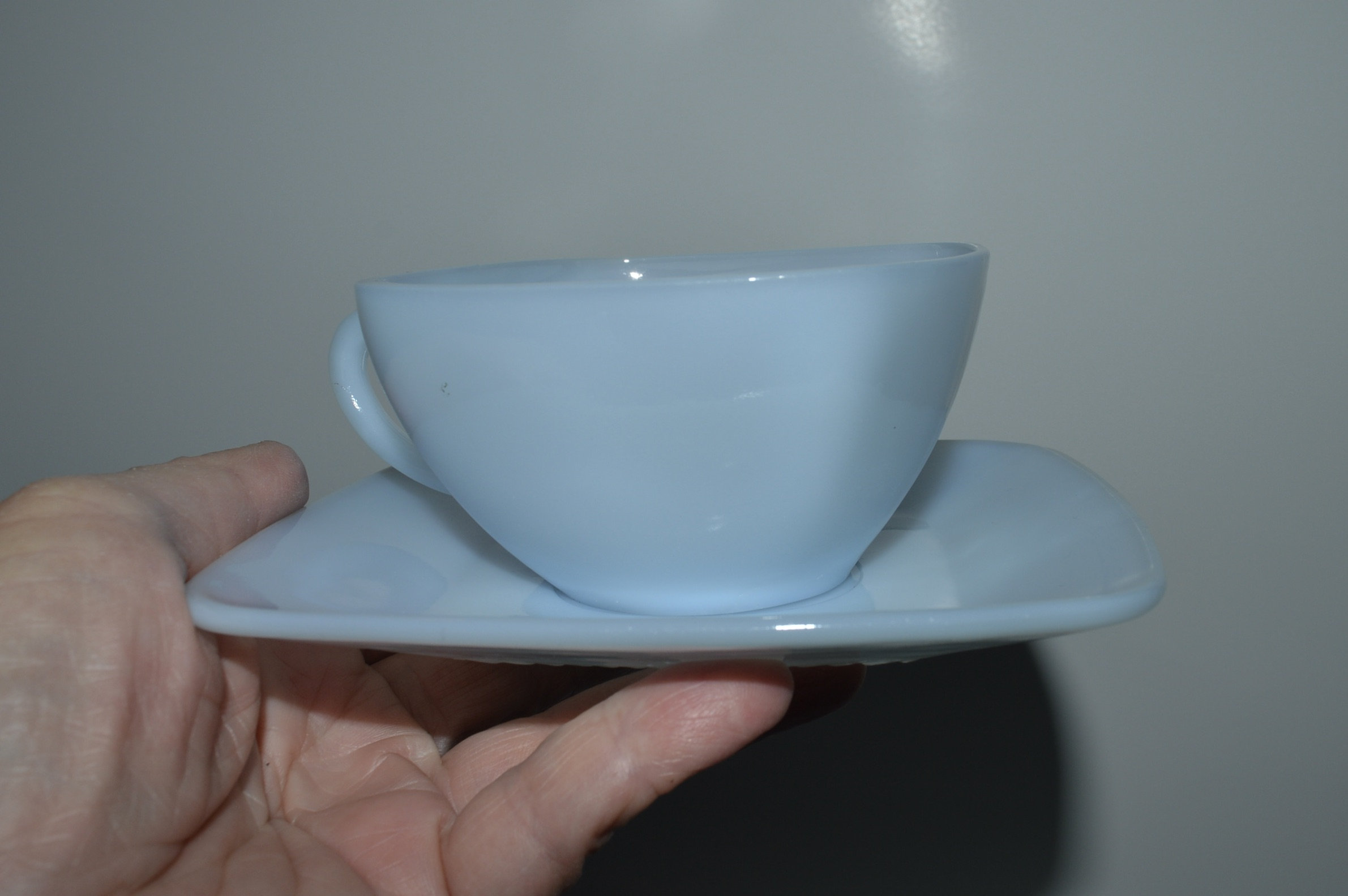Fire King Azurite Charm Cups and Saucers, Collectible Delphite Glass ...