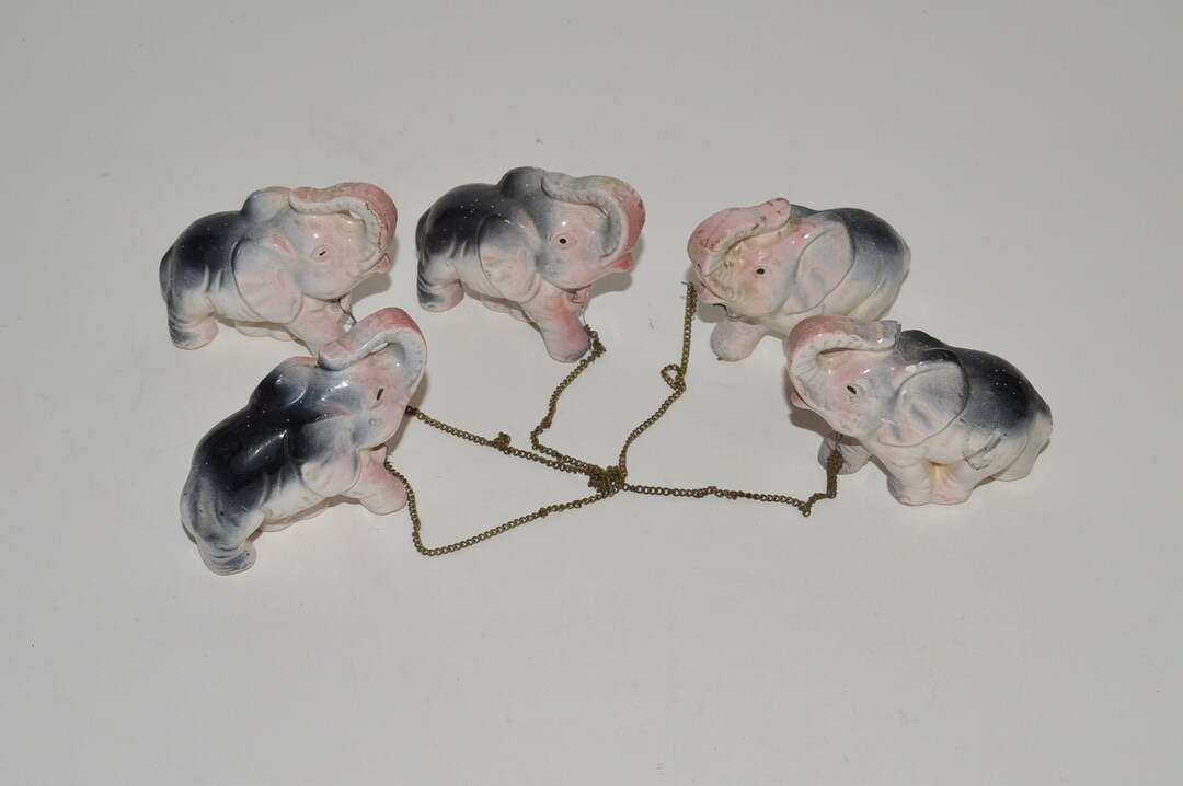 Elephant on Chain Lot, Miniature Elephants, Artmark Japan Elephants ...