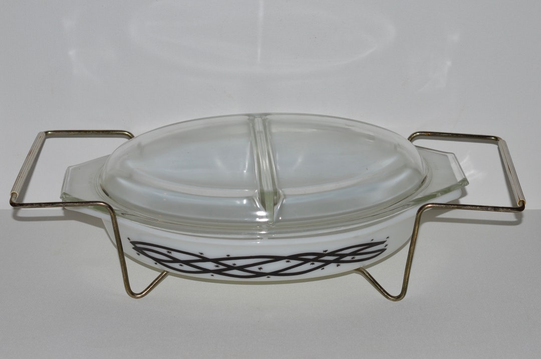 Pyrex Barbed Wire Divided Casserole Dish, 1950s Pyrex, Promotional Item ...