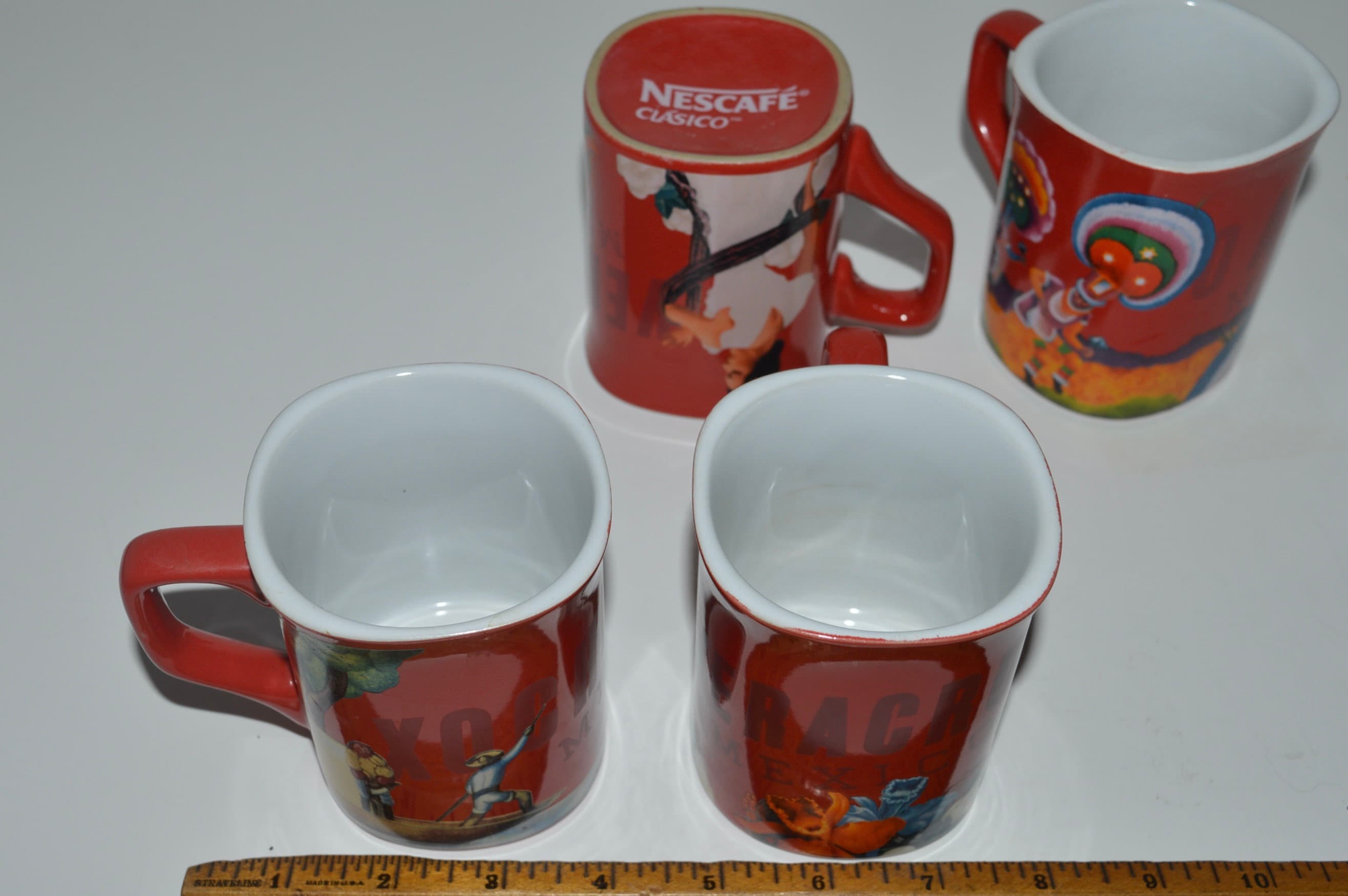 Nescafe Clasico Coffee Mugs Red Ceramic Nescafe Cups Mexico | Etsy