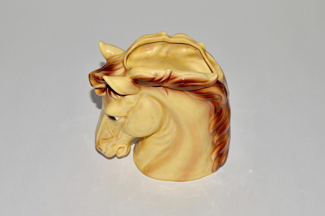 Relpo 6739 Horse Head Planter, Yellow Horse, Figural Horse Planter ...