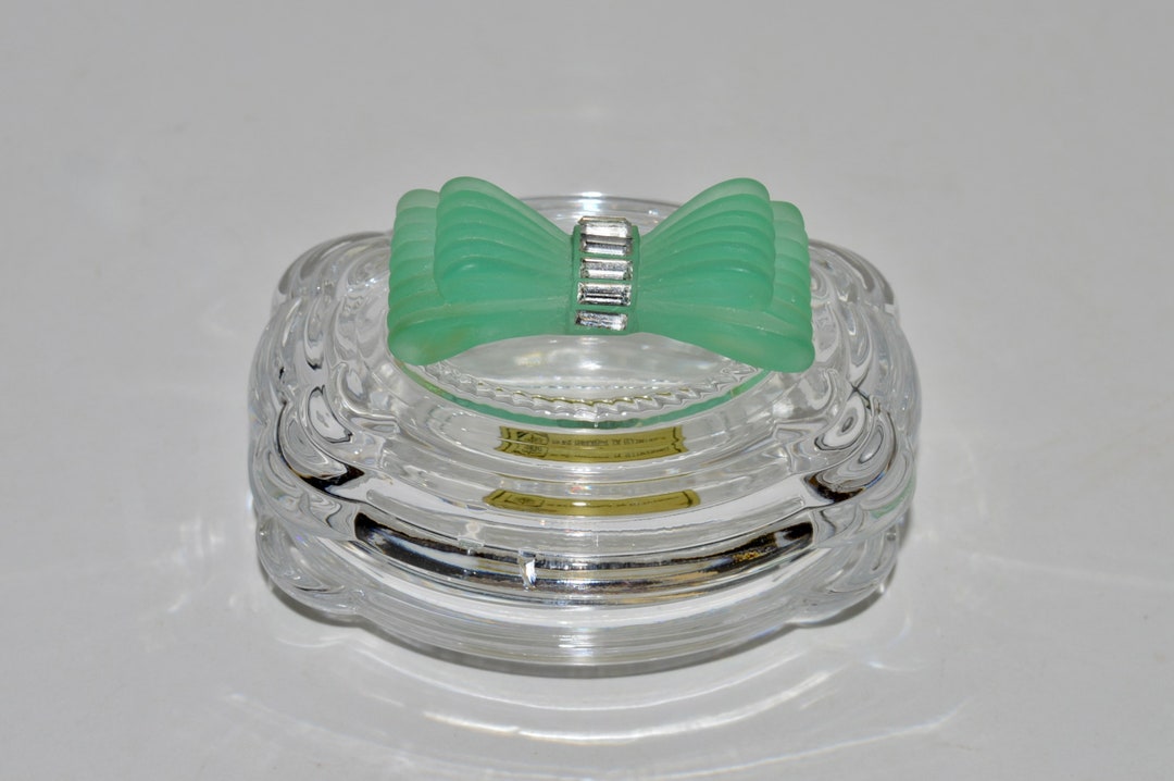 Lead Crystal Trinket Box W Green Bow - Made in Italy, Cristallo Al ...