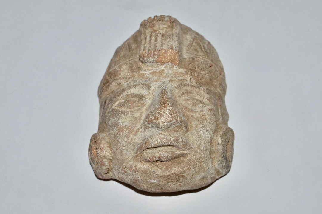 Vintage Maya Head Figurine, Mexican Folk Art Faux Tourist Piece ...