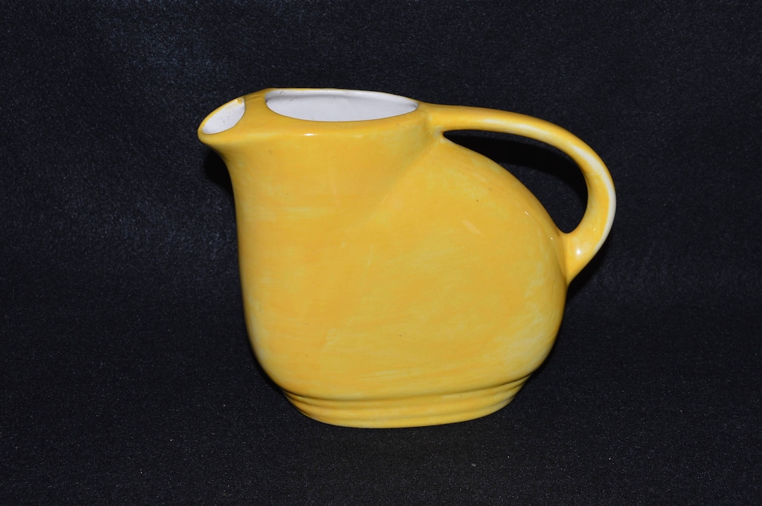 Yellow Pottery Pitcher, Vintage Refrigerator Pitcher, Mid Century Water ...