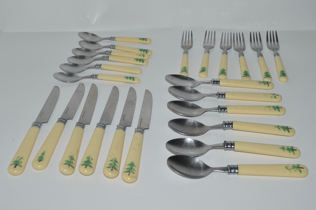 Christmas Cutlery Set, Lot of 24 Pieces Stainless Steel Flatware With ...
