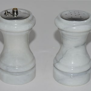 Marble Salt and Pepper, Stone Salt Shaker Set, Vintage White Stone ...