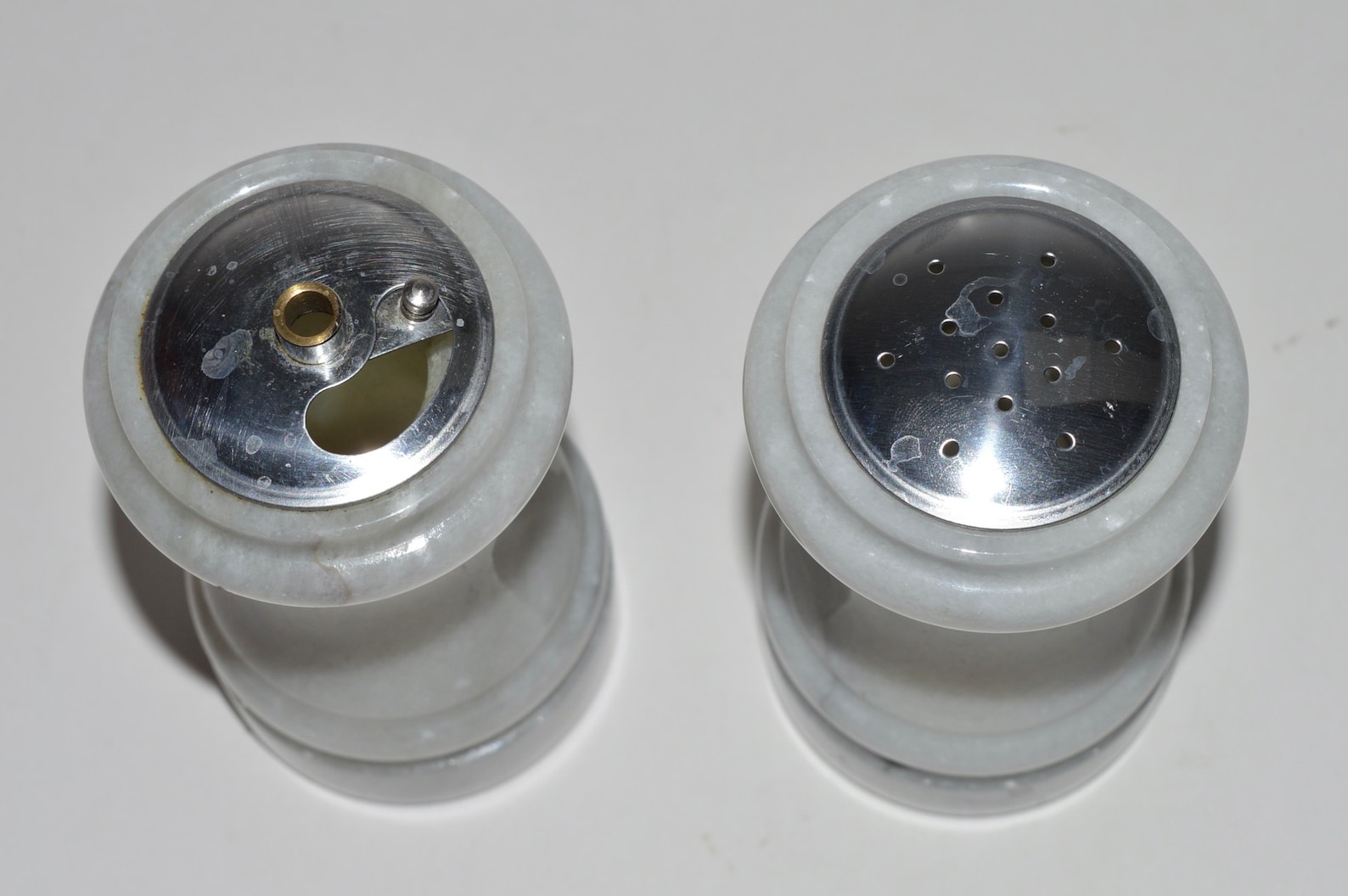 Marble Salt and Pepper Stone Salt Shaker Set Vintage White - Etsy