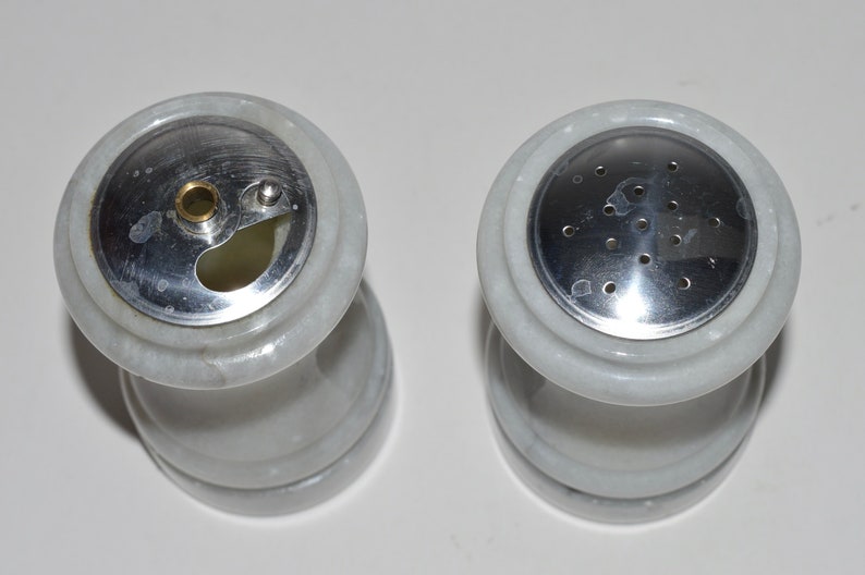 Marble Salt and Pepper Stone Salt Shaker Set Vintage White - Etsy