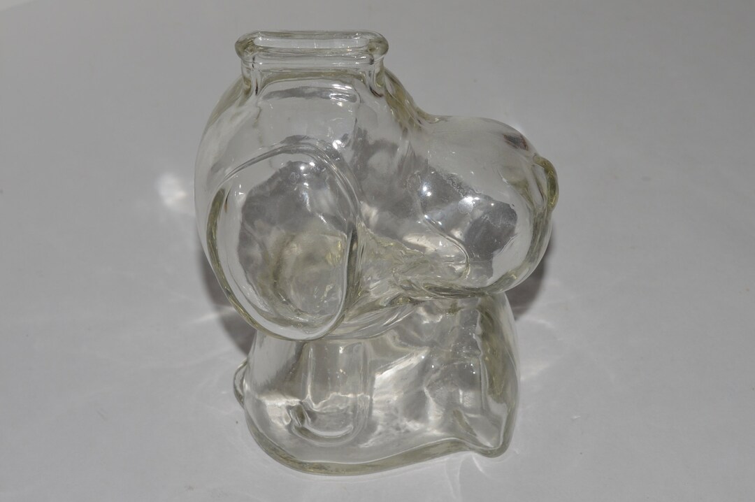 Vintage Clear Glass Snoopy Piggy Bank, Peanuts Collectible Piggy Bank ...